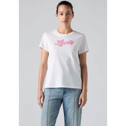 Levi's LEVI'S Damen Rundhalsshirt "THE PERFECT TEE", wei&szlig;, Gr. M, Jersey, Obermaterial: 100% Baumwolle, Shirts, mit Logo im Metallic-Holo Print