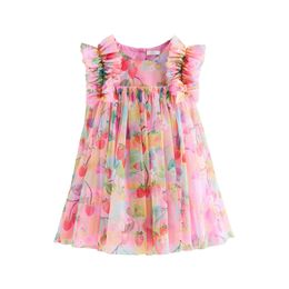 Next Kleid M&auml;dchen Gr&ouml;&szlig;e 116 hellblau / hellgelb / altrosa / merlot