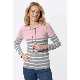 Classic Basics Damen T-Shirt "Langarm-Shirt", rosa, Gr. 56, gemustert, gestreift, mehrfarbig, 91% Baumwolle, 9% Polyester, Shirts