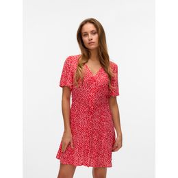 V&eacute;ro Moda VERO MODA Damen Minikleid "VMALBA SS SHORT DRESS WVN NOOS", rot, Gr. S, bedruckt, Web, Obermaterial: 100% Viskose, Kleider, Viskose, slim fit