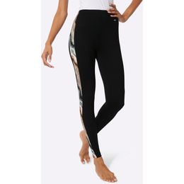 feel good Damen Leggings, Gr. 40, schwarz, 95% Viskose, 5% Elasthan, bedruckt, gemustert, mehrfarbig, unifarben, Hosen