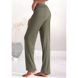 Buffalo Damen Haremshose, Gr. 40, gr&uuml;n, Web, Obermaterial: 100% Viskose, unifarben, Hosen, mit gerafftem Umschlagbund