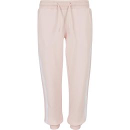 Urban Classics M&auml;dchen Stoffhose "Urban Classics Damen Girls College Contrast Sweatpants"pink, wei&szlig;, pink, Gr. 122, gestreift, 65% Baumwolle, 35%