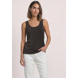 Street One Damen Tr&auml;gertop, schwarz, Gr. 44, unifarben, Web, 48% Baumwolle, 48% Modal, 4% Elasthan, Tops, aus softem Materialmix
