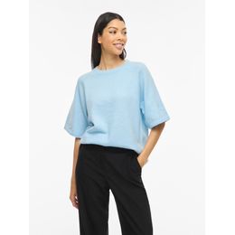 Vila Damen Strickpullover "VILIGA 2/4 O-NECK KNIT TOP - NOOS", blau, Gr. M, meliert, Strick, Obermaterial: 97% Polyester, 3% Elasthan, Pullover,