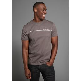 DELMAO Herren T-Shirt, grau, Gr. L, bedruckt, Single Jersey, Obermaterial: 100% Baumwolle, Shirts, Kurzarm, mit coolem Print, Rundhalsausschnitt, aus
