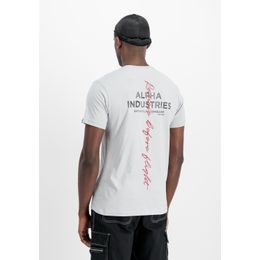 Herren T-Shirt "Signature Backprint T-Shirt"pastel grau, Gr. XL, Alpha Industries, Obermaterial: 100% Baumwolle, Shirts