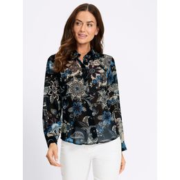 Heine Damen Druckbluse, bunt, Gr. 34, bedruckt, gebl&uuml;mt, gemustert, mehrfarbig, 100% Polyester, Blusen