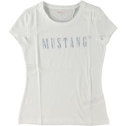 Mustang Damen Kurzarmshirt "Damen Style Alexia C Logo", wei&szlig;, Gr. M, Jersey, 100% Baumwolle, Shirts