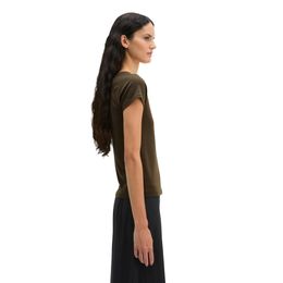 Marc O'Polo MARC O'POLO Damen T-Shirt "aus Organic-Cotton-Rib-Jersey", braun, Gr. L, unifarben, Obermaterial: 100% Baumwolle, Shirts
