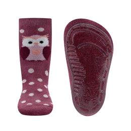 Ewers Stoppersocken 'Eule' M&auml;dchen Gr&ouml;&szlig;e 25/26 hellgrau / helllila / dunkellila / weinrot
