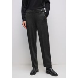 Street One Damen Stoffhose, grau, Gr. 44, unifarben, Stoff, 61% Viskose, 25% Polyamid, 9% Polyester, 5% Elasthan, Hosen, High Waist