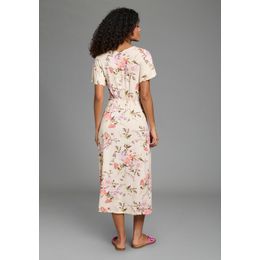 Laura Scott Damen Sommerkleidcreme, rosa, gebl&uuml;mt, Gr. 42, gebl&uuml;mt, Jersey, Obermaterial: 95% Viskose, 5% Elasthan, Kleider, mit gebl&uuml;mtem Design,