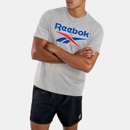 Reebok Herren T-Shirt "BRUNO BIG LOGO CREW NECK SS TEE", grau, Gr. XL, bedruckt, meliert, Jersey, Obermaterial: 88% Baumwolle, 12% Polyester, Shirts,