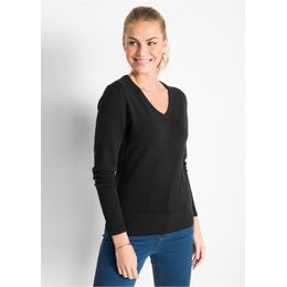 bonprix Damen Strickpullover "Feinstrickpullover", schwarz, Gr. 40, unifarben, Strick, Obermaterial: 70% Baumwolle, 30% Polyamid, Pullover, aus
