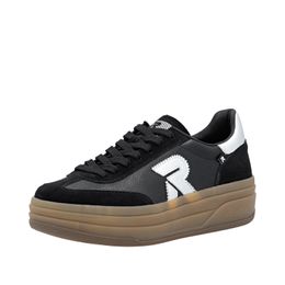 RIEKER SPORT Damen Plateausneaker "Swing2GO", Gr. 42, silber, Glattleder, Veloursleder, Schuhe, Retro-Sneaker, Schn&uuml;rschuh, Halbschuh mit trendiger