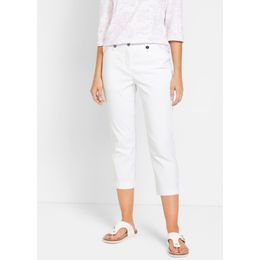bonprix Damen 7/8-Hose "7/8-Bengalin-Hose mit Bequembund", wei&szlig;, Gr. 42, Obermaterial: 71% Polyester, 25% Viskose, 4% Elasthan, Hosen, mit