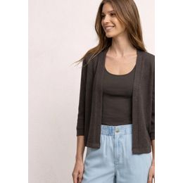 Street One Damen Strickjackeespresso braun, Gr. 42, unifarben, Jersey, Obermaterial: 50% Polyester, 38% Baumwolle, 12% Viskose, Strickjacken, Offen