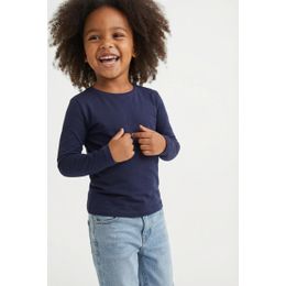 happy girls M&auml;dchen Langarmshirt, blau, Gr. 116, unifarben, Jersey, Obermaterial: 95% Baumwolle, 5% Elasthan, Shirts, in Basic-Form