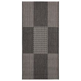 Teppich ANDIAMO, B:67cm H:5mm L:140cm, grau, Kunstfaser, Wohnzimmer, Teppiche, "ARIZONA1", Flachgewebe, kariertes Muster, In- und Outdoor geeignet,