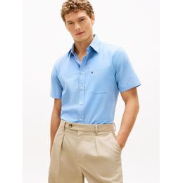 Tommy Hilfiger Herren Kurzarmhemd "LIGHT OXFORD SOLID", blau, Gr. M, Web, Obermaterial: 97% Baumwolle, 3% Elasthan, Hemden, regular fit,