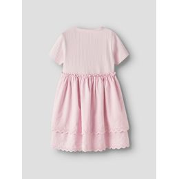 name it M&auml;dchen Minikleid "NMFHAVELLE SS DRESS", rosa, Gr. 128, unifarben, Jersey;Rippware;Web, Obermaterial: 95% Baumwolle, 5% Elasthan, Kleider,