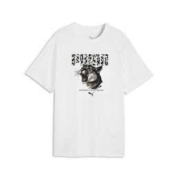 Puma M&auml;dchen T-Shirt "GRAPHICS ANIMAL RELAXED TEE G", wei&szlig;, Gr. 176, bedruckt, Jersey, Obermaterial: 100% Baumwolle, Shirts, Kurzarm, sportlicher Stil