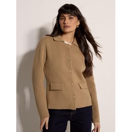 Apricot Damen Strickfleecejacke "Baumwollstrickjacke", beige, Gr. 40, uni, Strick, Obermaterial: 70% Baumwolle CO. 30% Nylon NY., Jacken, mit