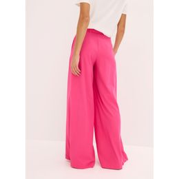bonprix Damen Bundfaltenhosepinklady, festlich, Gr. 46, Obermaterial: 65% Polyester, 30% Viskose, 5% Elasthan, Hosen, lockerer Schnitt, mit