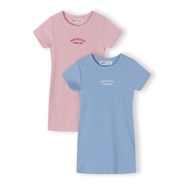 MINOTI Kleid M&auml;dchen Gr&ouml;&szlig;e 122/128 hellblau / rosa / dunkelpink / wei&szlig;