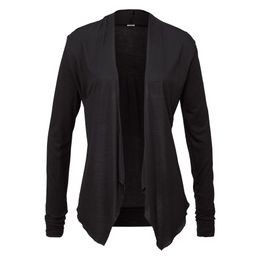 Lascana Damen Shirtjacke "in offener Form mit Zipfelsaum"schwarz, Gr. 48, unifarben, Jersey, Obermaterial: 100% Viskose, Shirts, leichte Shirtjacke