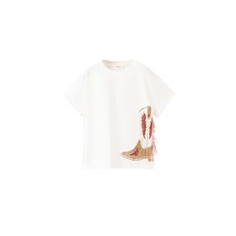 Mango Kids T-Shirt 'BOOT' M&auml;dchen Gr&ouml;&szlig;e 152 hellbraun / rosa / dunkelrot / offwhite