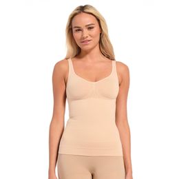 Damen Tanktop, beige, Gr. L, MAGIC BODYFASHION, Jersey, Obermaterial: 92% Polyamid, 8% Elasthan, Tops, mit tiefem Rundhalsausschnitt