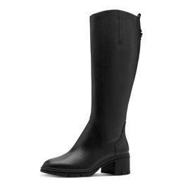 Tamaris Damen Stiefel, Gr. 37, schwarz, Leder, Lederimitat, unifarben, Schuhe, Blockabsatz, Businesstiefel, Langschaftstiefel im Reiterlook