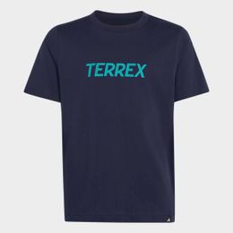 adidas terrex M&auml;dchen Funktionsshirt "K MT LOGO TEE", blau, Gr. 170, Obermaterial: 100% Baumwolle, Shirts