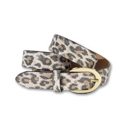Silbergift Damen Lederg&uuml;rtel "Lederg&uuml;rtel mit weicher Veloursoberfl&auml;che im Leopardenlook", beige, Gr. 105, Rindsleder, G&uuml;rtel