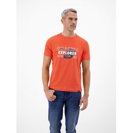 Lerros Herren T-Shirt "T-Shirt mit Brustprint und Rundhalsausschnitt", orange, Gr. S, 100% Baumwolle, Shirts