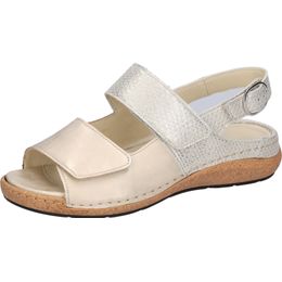 Waldl&auml;ufer WALDL&Auml;UFER Damen Sandale "K-HELIETT", Gr. 4,5, beige, Nappaleder, Veloursleder, metallic, Schuhe, Sommerschuh, Keilsandalette, Metallic-Look, in
