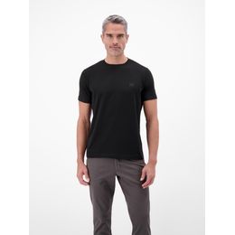 Lerros Herren T-Shirt "Basic T-Shirt mit Lerros Logo-Print", schwarz, Gr. L, 95% Baumwolle, 5% Elasthan, Shirts, Two-Tone-Optik / Einfarbig /