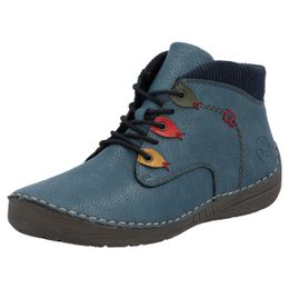 Rieker Damen Schn&uuml;rboots, Gr. 39, blau, Lederimitat, Textil, kontrastfarbene Details, Basic, Schuhe, Stiefelette, Casualboots, High Top Sneaker mit