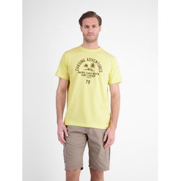Lerros Herren T-Shirt "T-Shirt mit O-Neck aus softer Baumwolle mit Summervibe-Print", gelb, Gr. M, 100% Baumwolle, Shirts