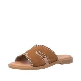 Remonte Damen Pantolette, Gr. 41braun, Ziegenveloursleder, Schuhe, Sommerschuh, Flat, Strandschuh mit Feel Soft-Ausstattung