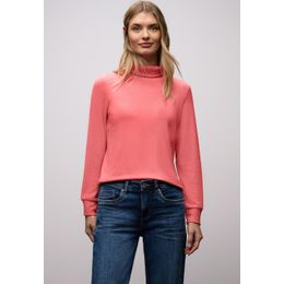 Street One Damen Langarmshirt, rosa, Gr. 42, meliert, Stoff, 80% Viskose, 15% Polyester, 5% Elasthan, Shirts, mit Stehkragen