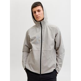 Jack & Jones JACK & JONES Herren Sweatshirt "JJEBASE SWEAT ZIP HOOD SN", grau, Gr. L, meliert, angeraute Sweatware, Obermaterial: 75% Polyester, 21% Baumwolle, 4%