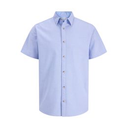 Jack & Jones JACK & JONES Herren Kurzarmhemd "JJCHAD OXFORD STRIPE SHIRT SS", blau, Gr. S, gestreift, Web, Obermaterial: 100% Baumwolle, Hemden