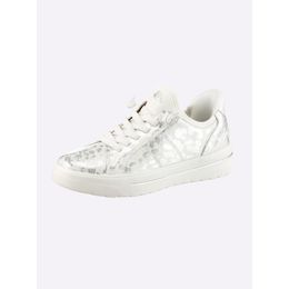 Jana Damen Sneaker, Gr. 41, silber, Lederimitat, Textil, Schuhe
