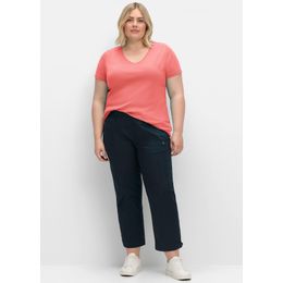 sheego Damen T-Shirt "T-Shirt", rosa, Gr. 52, unifarben, 100% Baumwolle, Shirts