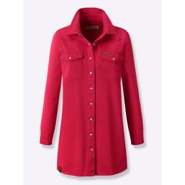Casual Looks Damen Longbluse, rot, Gr. 46, unifarben, 100% Baumwolle, Blusen