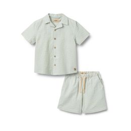 Wheat M&auml;dchen Trainingsanzug "Wheat Set Shirt S/S & Shorts Anker", beige, Gr. 128, 100% Baumwolle (Bio), Sportanz&uuml;ge