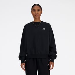 New Balance Damen Sweatshirt "SPORT ESSENTIALS FLEECE CREW", schwarz, Gr. XS, Obermaterial: 60% Baumwolle, 40% Polyester, Sweatshirts, mit